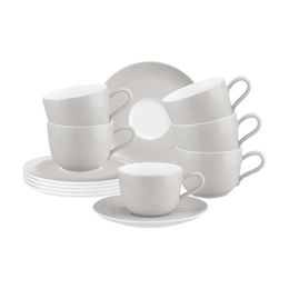 Seltmann Weiden Tasse "Kaffeetassen mit Untertassen Liberty Pure Colors 260 ml 6er Set", 12 tlg., grau, Trinkgefäße