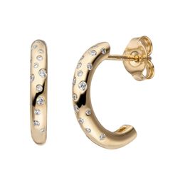 Jobo Damen Paar Creolen "Ohrringe Goldohrringe 16 mm", SI = kleine Einschl&uuml;sse, Diamanten Gelbgold 585gelbgold 585, Diamanten, Gelbgold 585, Ohrringe