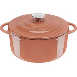 Tefal Kochtopf "LOV", Ø 25cm + Höhe 17,11cm, orange, Töpfe, aus Gusseisen, mit Emaille-Beschichtung, mit Kondensationssystem