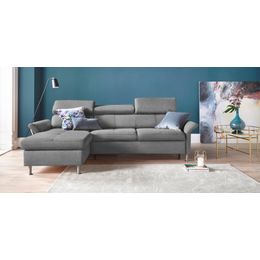 Ecksofa, B:257cm H:96cm T:167cm, grau, exxpo - SOFA FASHION, Luxus-Microfaser (100% Polyester), Wohnzimmer, Sofas, "Maretto, bequem & komfortabel,