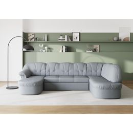 Wohnlandschaft DOMO collection, B:292cm H:82cm T:180cm, silber, 100% Polyester, Sofas, "Pegnitz, zeitlos&modern, elegante Rückensteppung, Breite