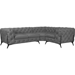 Chesterfield-Sofa Home Affaire, B:264cm H:75cm T:204cm, grau, Struktur (100% Polyester);Samtoptik (100% Polyester), Sofas, "Amaury L-Form", moderne