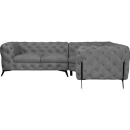 Chesterfield-Sofa Home Affaire, B:264cm H:75cm T:204cm, grau, Struktur (100% Polyester);Samtoptik (100% Polyester), Sofas, "Amaury L-Form", moderne