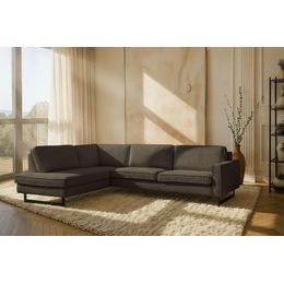 Ecksofa Home Affaire, B:290cm H:85cm T:217cmbraun, 100% Polyester, Wohnzimmer, Sofas, "Pinto, 290 cm, Cord, Chenille, Lederoptik, Ottomane links /