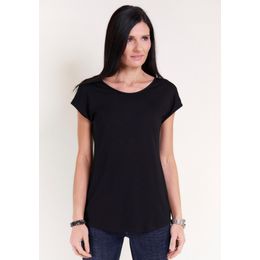 Seidel Moden Damen T-Shirt, schwarz, Basic, Gr. 40, unifarben, Jersey, Obermaterial: 96% Viskose, 4% Elasthan, Shirts, mit V- oder rundem Ausschnitt,
