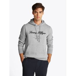 Tommy Hilfiger Herren Hoodie "SCRIPT LOGO HOODY", grau, Gr. S, Sweatware, Obermaterial: 63% Baumwolle, 37% Polyester, Sweatshirts, mit aufgesticktem