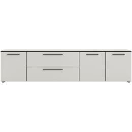 Lowboard MANJANA M&Ouml;BEL, B:225cm H:55cm T:40cmpastellwei&szlig;, metall schwarz matt, Metall, Spanplatte, Wohnzimmer, Sideboards, "Lowboard mit Schwarz