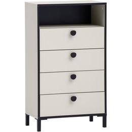 Midischrank Schildmeyer, B:60,2cm H:103,4cm T:33,05cm, beige, FSC-zertifizierter Holzwerkstoff, Schr&auml;nke, "Edda, Breite 60 cm, Metallgriffe", Made in