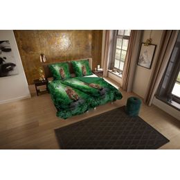 Wendebettw&auml;sche, gr&uuml;n, PURE LUXURY COLLECTION, Microfaser, Obermaterial: 100% Polyester, Bettw&auml;sche, "Amazone", Mikrofaser, 135x200, Pflegeleicht,