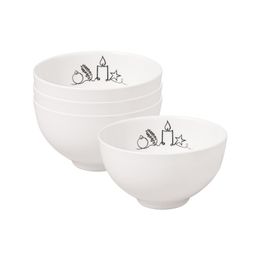 Villeroy & Boch VILLEROY & BOCH Schale "Bols XMAS Statement Lines &oslash; 13,8 cm 4er Set wei&szlig;", wei&szlig;, Sch&uuml;sseln