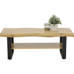 Couchtisch Hela, braun, Wohnzimmer, Tische, "GABRIEL", Ablageboden; Baumkantenoptik; U-Gestell