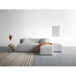 Ecksofa Home Affaire, B:220cm H:76,5cm T:153cm, grau, 93% Polyester, 6% Acryl, 1% Baumwolle, Wohnzimmer, Sofas, "Sundstrup L-Form", Modulserie,