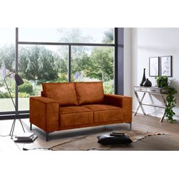 2-Sitzer OTTO HOME, B:164cm H:85cm T:83cm, braun, 100% Polyester, Sofas, "Kompaktsofa Oland, Struktur, Flachgewebe, Luxus-Microfaser, Boucle", 164