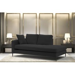 Recamiere Home Affaire, B:195cm H:80cm T:97cm, schwarz, Samtoptik (100% Polyester);Struktur (100% Polyester), Sofas, "Cozy Chaiselongue, Ma&szlig;e B/T/H: