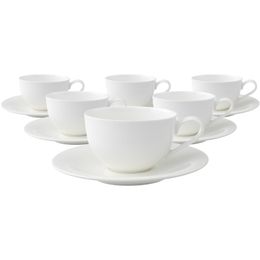 Villeroy & Boch VILLEROY & BOCH Tasse "Cappuccinotassen mit Untertassen New Cottage Basic 290 ml 6er Set weiß", weiß, Trinkgefäße