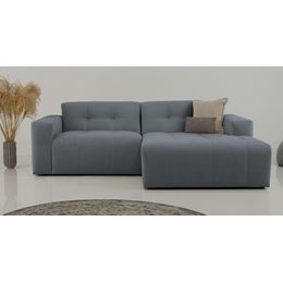 Ecksofa OTTO HOME, B:221cm H:73cm T:154cm, grau, 100% polyester, Wohnzimmer, Sofas, "Tapley", Breite 221 cm,Boucle, Struktur fein, mit Knopfsteppung,