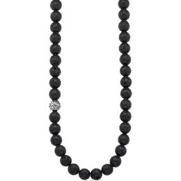 Bruno Banani Kinder Edelstahlkette "Schmuck Geschenk Lavasteinkette", Edelstahl, L: 60, schwarz, Edelstahl, Halsketten, mit Lavastein