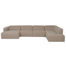 Wohnlandschaft OTTO HOME, B:384cm H:73cm T:227cm, beige, 100% Polyester, Sofas, "Kelani", mit dekorativer Knopfsteppung an den Armlehnen