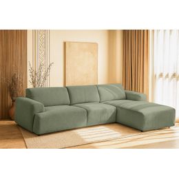 Ecksofa Home Affaire, B:301cm H:75cm T:163cm, gr&uuml;n, 90% PES, 10% Nylon, Wohnzimmer, Sofas, "Linkka, Breite 301 cm", L-Form, in einem weichen