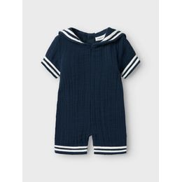 name it Mädchen Kurzoverall "NBMFASILOR SS SUNSUIT", Gr. 74, blau, Jersey, Obermaterial: 100% Baumwolle, unifarben mit Farbeinsatz, Overalls