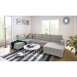 Wohnlandschaft Trendmanufaktur, B:310cm H:85cm T:203cm, grau, Sofas, "Chamber, zeitlos&modern, hoher Sitzkomfort, Breite 310cm, U-Form", wahlweise