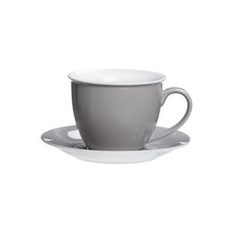 Ritzenhoff & Breker Tasse "Milchkaffee Tasse mit Untertasse Doppio 350 ml", 2 tlg., grau, RITZENHOFF & BREKER, Trinkgefäße