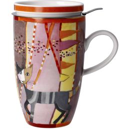 Goebel Tasse "Wohnaccessoires", 14cm, bunt, Trinkgefäße, Teetasse mit Deckel und Sieb, Metall, Rosina Wachtmeister - Sottosopra