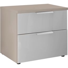Nachtkonsole Wiemann, B:60cm H:46,4cm T:43cm, weiß, Floatglas, Holzwerkstoff, Metall, Sideboards, "Como", vormontiert