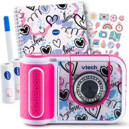 Vtech Kinder Kinderkamera "KidiZoom Print Cam + Scrapbook Bundle", pink, B:13,4cm H:9,2cm T:4,8cm, Fotokameras, mit eingebautem Thermodrucker, inkl,