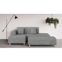 Ecksofa OTTO HOME, B:258cm H:85cm T:168cm, grau, 100% Polyester, Wohnzimmer, Sofas, "Suyala", L-Form mit Hocker