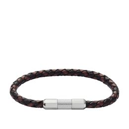Fossil Kinder Armband "Schmuck Geschenk Edelstahl Leder KNOX", 21,5cm, Edelstahl Leder, schwarz, Edelstahl, Leder, Armbänder