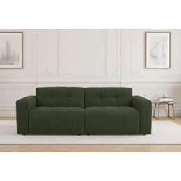 3-Sitzer OTTO HOME, B:220cm H:73cm T:93cmgr&uuml;n, 100% polyester, Sofas, "Tapley", Breite 220 cm,Boucle, Struktur fein, mit Knopfsteppung, bodentief