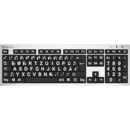 LogicKeyboard Slimline-Tastatur "XL-Print White on Black DE (PC/Slim)", schwarz, Tastaturen
