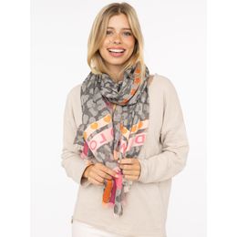 Schal Zwillingsherz ""Wild Love"", Damen, grau, Obermaterial: 100% Polyester, Modet&uuml;cher Schal, trendiger Schal mit Herzen und Schriftzug