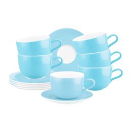 Seltmann Weiden Tasse "Milchkaffeetassen mit Untertassen Liberty Pure Colors 380 ml 6er Set", 12 tlg., blau, Trinkgef&auml;&szlig;e