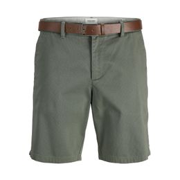 Jack & Jones JACK & JONES Herren Chinoshorts "JPSTMARCO LEGACY SHORT W BELT C STYDSS25", gr&uuml;n, Gr. M, unifarben, Web, Obermaterial: 98% Baumwolle, 2% Elasthan,