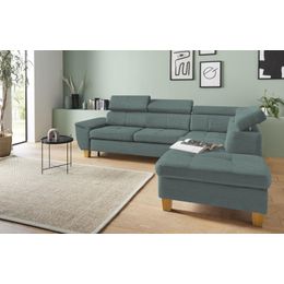 Ecksofa, B:266cm H:79cm T:232cm, blau, exxpo - SOFA FASHION, Luxus-Microfaser Vintageoptik (100% Polyester);Webvelours (92% Polyester, 8% Nylon),