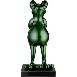 Tierfigur, B:32cm H:68cm T:30cm, grün, CASABLANCA BY GILDE, Kunstharz, Dekofiguren, "Skulptur Frog", auf Marmorbase