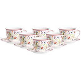 Ritzenhoff & Breker Tasse "Milchkaffee Tassen mit Untertassen Shanti 350 ml 6er Set bunt", 12 tlg., bunt, RITZENHOFF & BREKER, Trinkgefäße