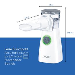Beurer Inhalationsger&auml;t "IH 57 mit leistungsstarkem Akku f&uuml;r kabellose Anwendung", grau, Kunststoff, B:7,8cm H:10,8cm T:4,6cm, Inhalationsger&auml;te, Zur