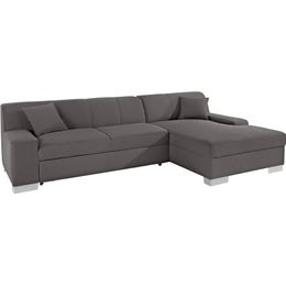 Ecksofa DOMO collection, B:268cm H:74cm T:153cm, schwarz, Feinstruktur (100% Polyester);Luxus-Microfaser (100% Polyester);Zierkissen: Im jeweiligen