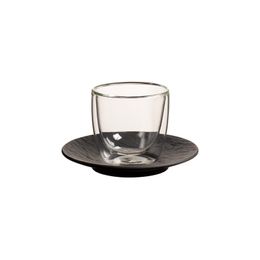 Villeroy & Boch VILLEROY & BOCH Tasse "Espressoglas mit Untertasse Manufacture Rock Glow 60 ml transparent", 2 tlg., transparent, Trinkgefäße