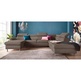 Wohnlandschaft, B:330cm H:96cm T:230cm, beige, exxpo - SOFA FASHION, Luxus-Microfaser Vintageoptik (100% Polyester);Webstoff, Sofas, "Maretto, bequem