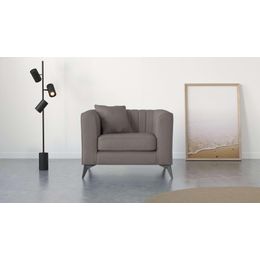 Sessel Home Affaire, B:99cm H:74cm T:86cm, grau, 100% Polyester, Wohnzimmer, Sessel, "MATTHEW Loungesessel, Maße B/T/H: 99/86/74 cm", incl. 1