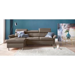 Ecksofa, B:257cm H:96cm T:167cm, beige, exxpo - SOFA FASHION, Luxus-Microfaser (100% Polyester), Wohnzimmer, Sofas, "Maretto, bequem & komfortabel,