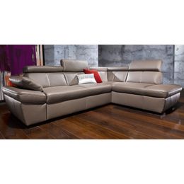 Ecksofa, B:268cm H:77cm T:204cm, grau, exxpo - SOFA FASHION, NaturLeder;Primabelle-Microfaser (100% Polyester);Luxus-Kunstleder, Wohnzimmer, Sofas,