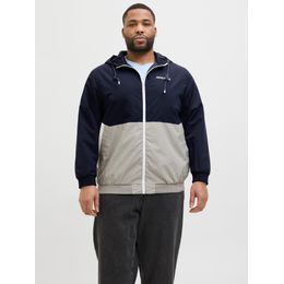 Jack & Jones PlusSize Herren Bomberjacke "JJERUSH HOOD BOMBER NOOS PLS", wei&szlig;, Gr. XXXL, JACK & JONES PLUSSIZE, colorblocking, meliert, Web, Obermaterial: 100% Polyester,