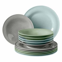 Seltmann Weiden Geschirr-Set "Tafelservice Beat Color Glaze 12er Set bunt", bunt, Geschirr-Sets