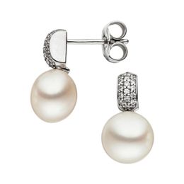 Jobo Damen Perlenohrringe "Ohrringe Wei&szlig;goldohrringe 14 mm", Perlen Wei&szlig;gold 333wei&szlig;gold 333, wei&szlig;, Perlen, Wei&szlig;gold 333, Ohrringe