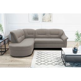 Ecksofa DOMO collection, B:232cm H:88cm T:176cm, grau, 100% Polyester, Wohnzimmer, Sofas, "Faenza f&uuml;r kleine R&auml;ume, Stellma&szlig;e 232x176cm, komfortabel,